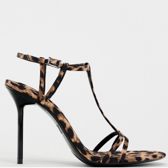 Zara | Shoes | Zara Leopard Cheetah Print Strappy T Heels | Poshmark